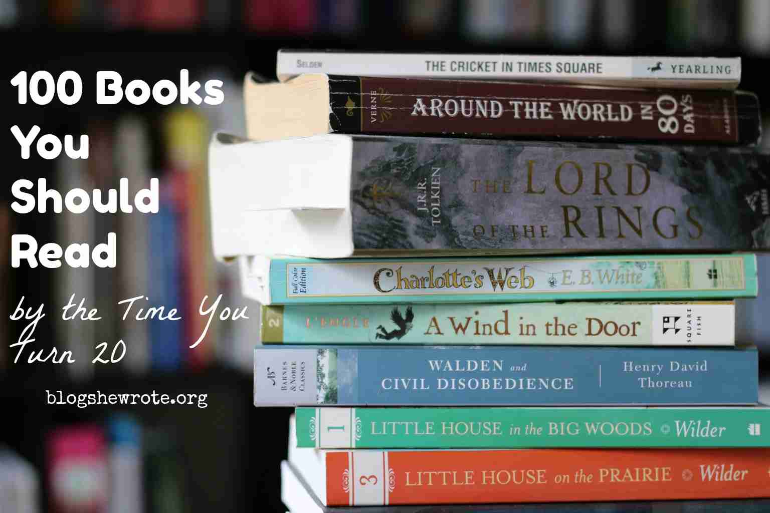 100 Books You Should Read by the Time You Turn 20 - Blog, She Wrote