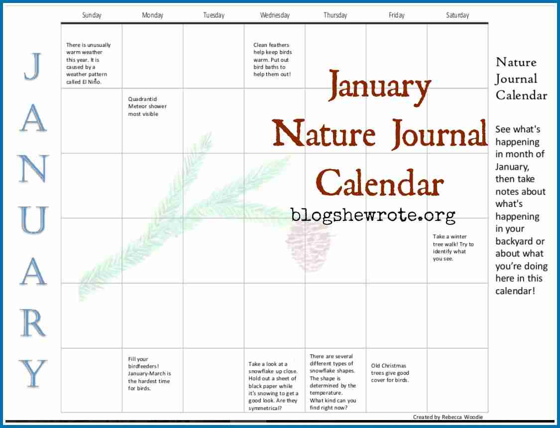 Nature Journal Calendars - Blog, She Wrote